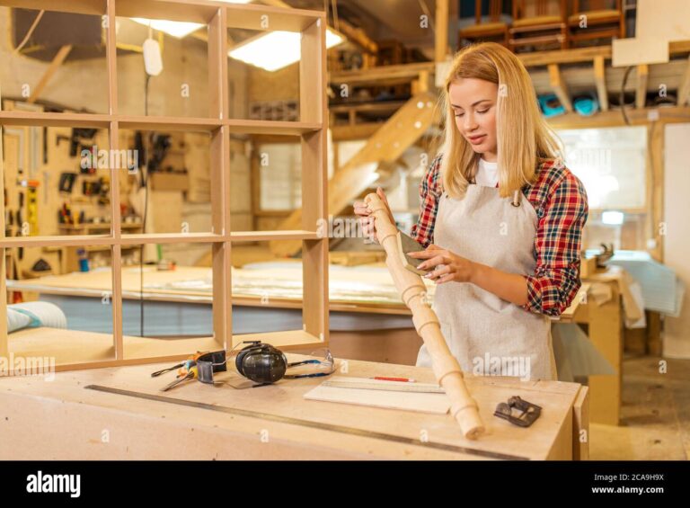 A Carpenter Is Making A Brace For A Chairnull