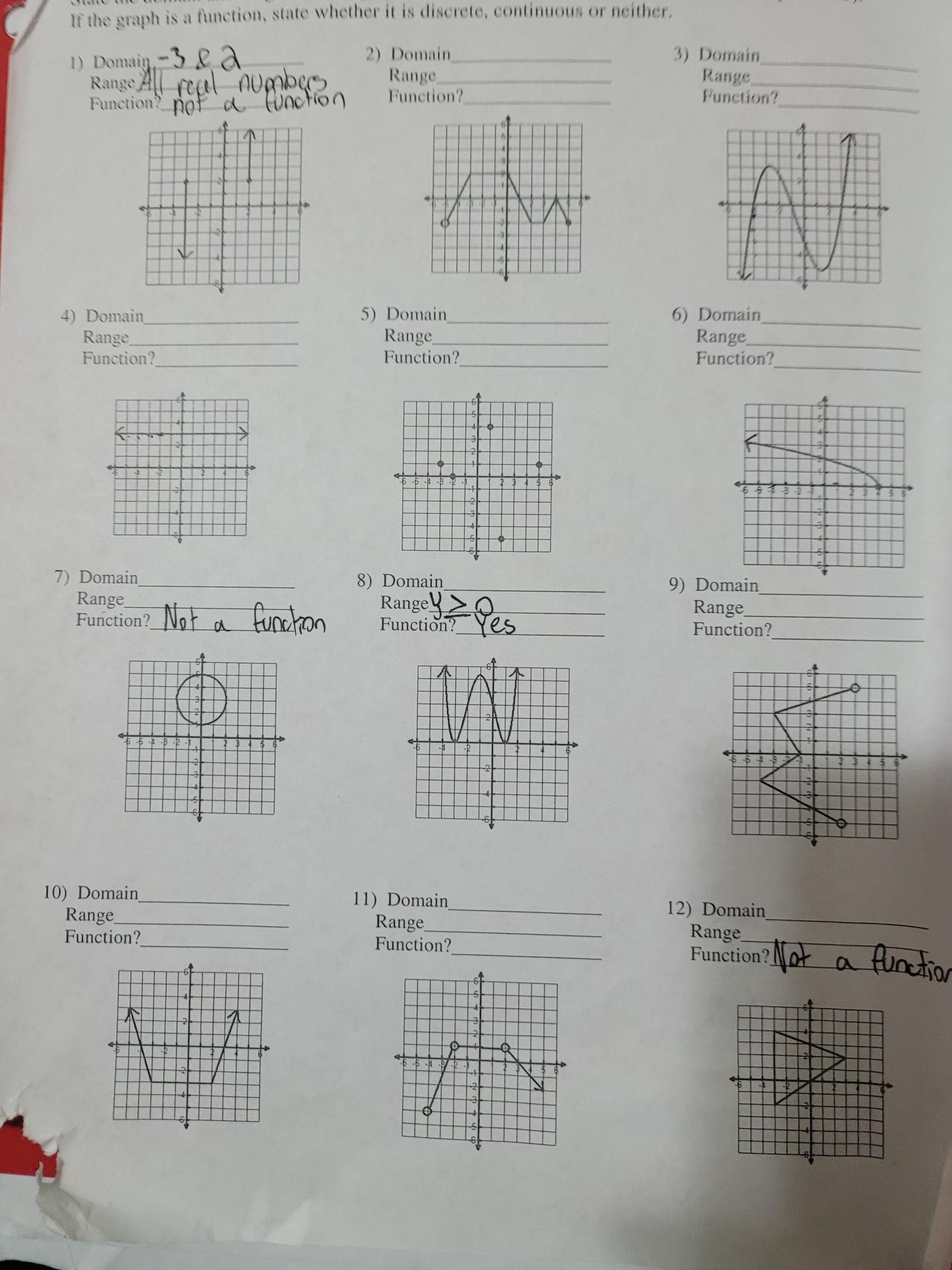 Exploring Graphs Domain Range Answers In Continuous Graphs Exploring Graphs Domain Range Answers In Continuous Graphs