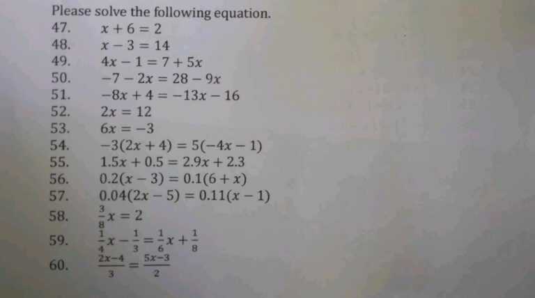 Solve For X In The Equation 2(5x + 2) = 48