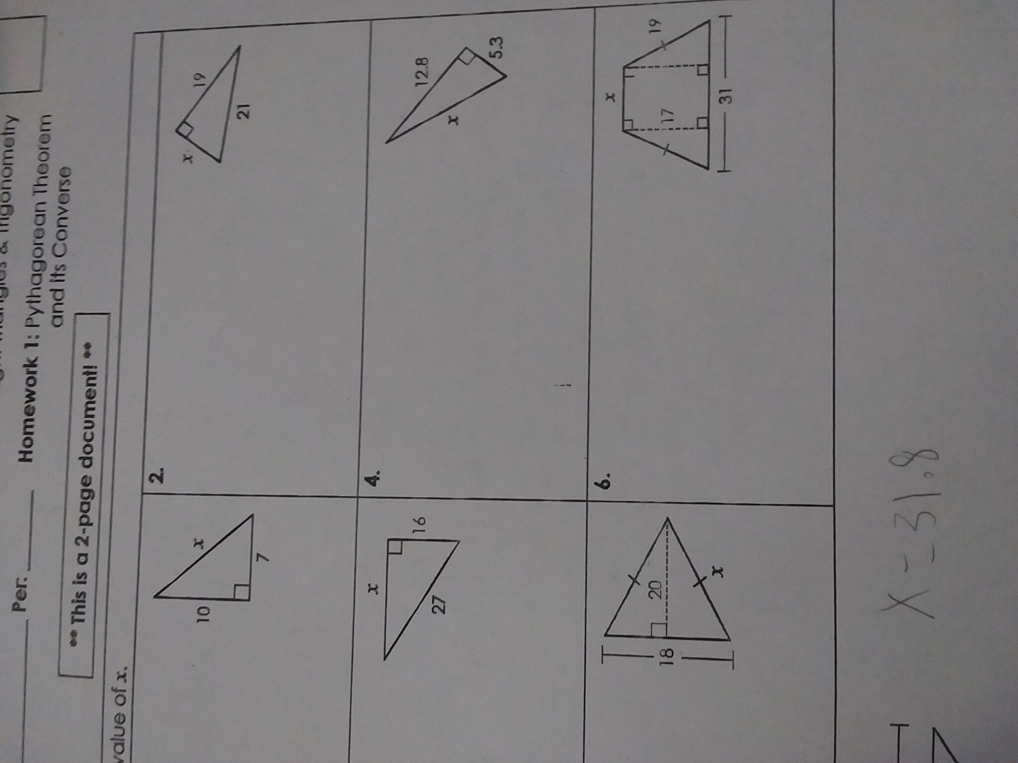 Unit 8 Homework Answer Key Includes Trigonometry.